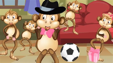 5 მაიმუნი დახტის 5 მაიმუნი ფერად საწოლზე სიმღერა მაიმუნებზე 5 Maimuni Youtube