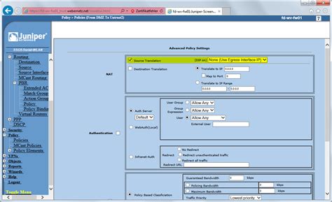 policy based routing pbr on a juniper screenos firewall