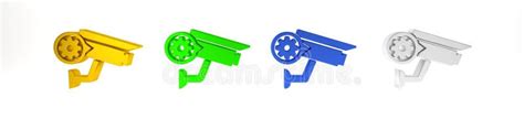 Colorful Security Camera And Gear Icon Isolated On White Background Adjusting App Service
