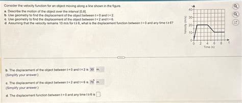 solved consider the velocity function for an object moving