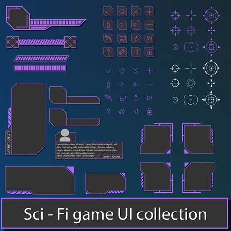 Purple Sci Fi Game UI Collection Vector Image