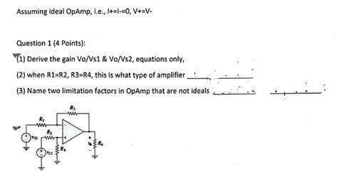 Solved Assuming Ideal OpAmp I E 1 1 0 V V Question 1 Chegg Com