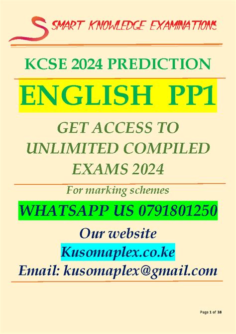KCSE English PP Predictions And Exam Leaks Insights Studocu