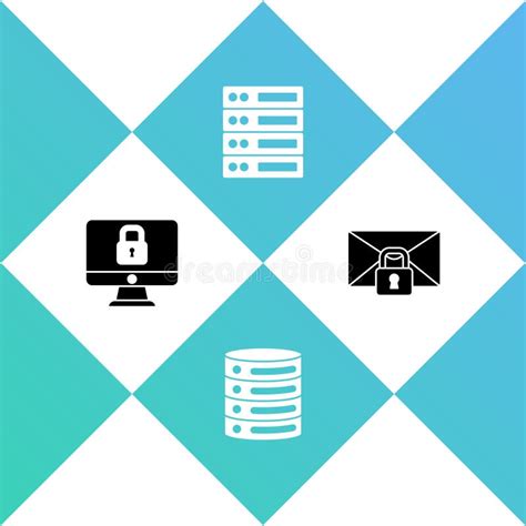 Set Lock On Computer Monitor Server Data Web Hosting And Mail Message Lock Password Icon