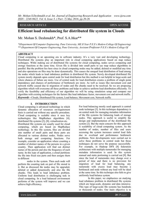 Efficient Load Rebalancing For Distributed File System In Clouds Pdf