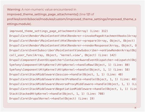 a non numeric value encountered in improved theme settings page