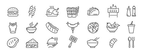 길거리 음식 라인 아이콘입니다 음식 축제 아이콘 세트입니다 벡터 일러스트 레이 션 0명에 대한 스톡 벡터 아트 및 기타 이미지
