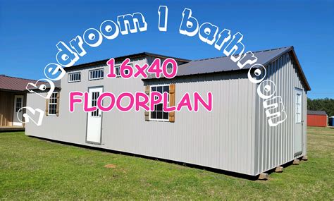 2 Bedroom 1 Bathroom With Side Entrance 16x40 Tiny House Floorplan Etsy