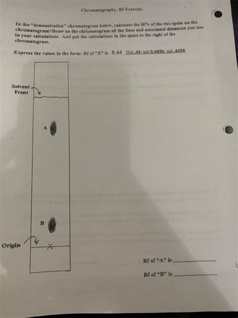 Solved Chromatography Rf Exercise In The Demonstration Chegg