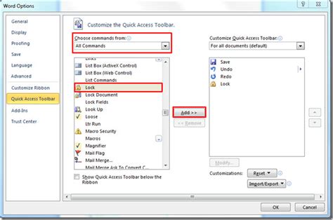 Word 2010 Lock Document