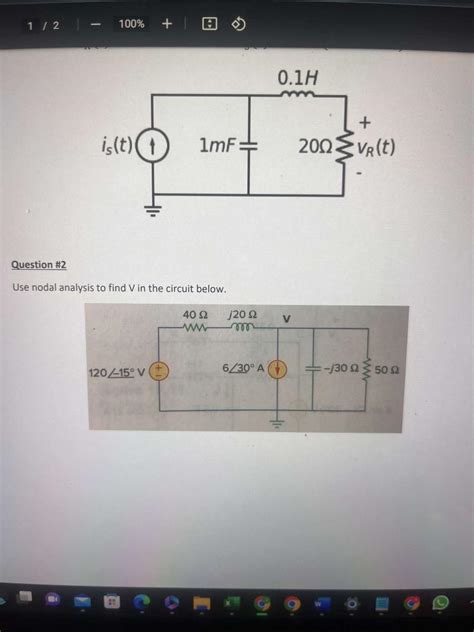 Solved Question Use Nodal Analysis To Find V In The Chegg