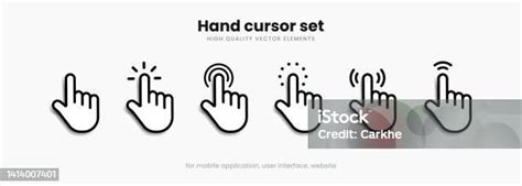마우스로 커서 세트를 클릭합니다 손 커서 아이콘을 클릭합니다 마우스 포인터 세트 화살표 커서 포인터 클릭 아이콘입니다 커서를 클릭하고 손 클릭을 가리키며 로딩 아이콘을