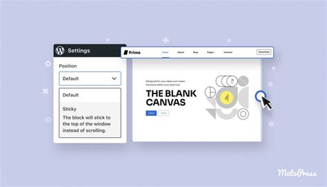 how to create a wordpress sticky header without plugin using a group block motopress