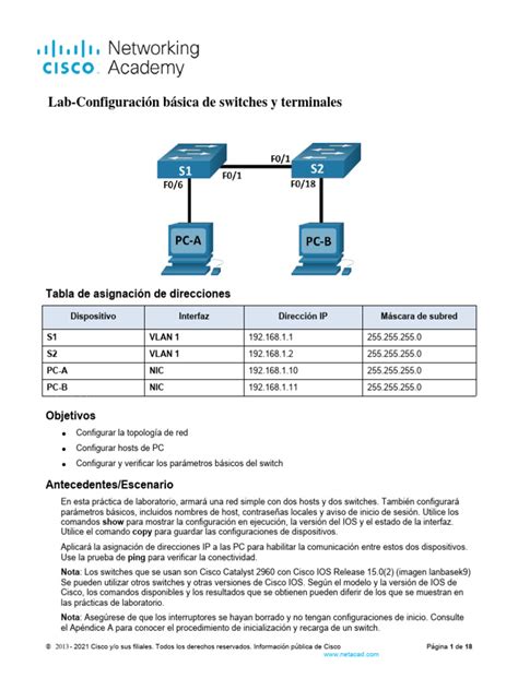 2 9 2 Lab Basic Switch And End Device Configuration Salcedo Descargar Gratis Pdf