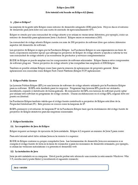 Manual De Eclipse Java Id1 Pdf Eclipse Software Java Lenguaje