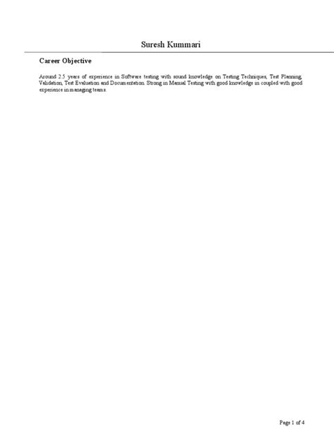 Selenium 2yrs Experience Resume Pdf Software Testing Selenium Software