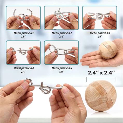 Luban Lock Puzzle Collection Roseflower Metal Brain Teaser Puzzle Set