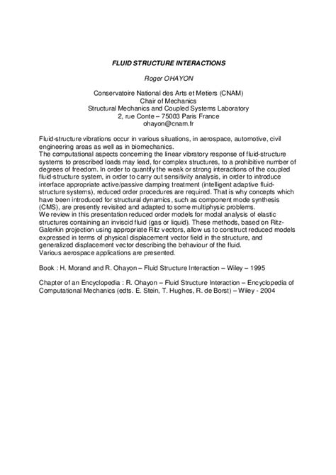 Pdf Fluidstructure Interactions