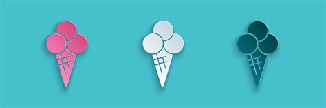 종이 는 파란색 배경에 고립 된 와플 콘 아이콘에 아이스크림을 잘라 달콤한 기호 종이 아트 스타일 벡터 냉동된에 대한 스톡 벡터 아트 및 기타 이미지 Istock