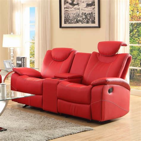 Top Seller Reclining And Recliner Sofa Loveseat Red Leather Dual