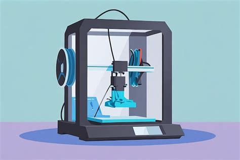 3d Printer Creating Model In Technology Lab Vector Illustration