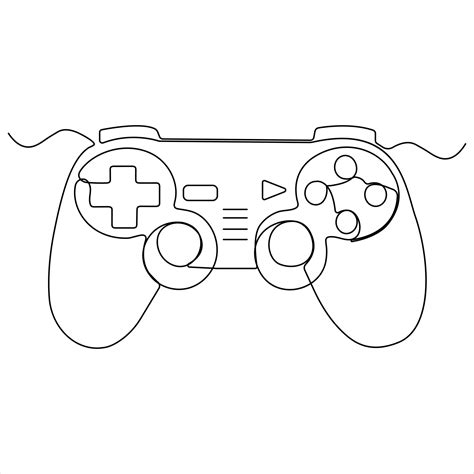 Single Line Continuous Drawing Of Game Controller Joysticks Or Gamepads Line Art Illustration