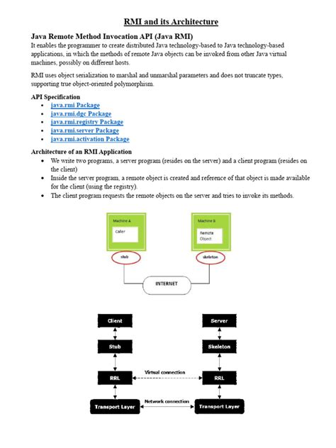 Rmi And Its Architecture Pdf Java Programming Language Computer Engineering