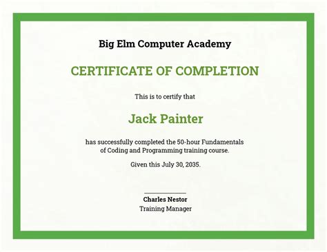 Free Computer Training Certificate Template Word Doc Psd Indesign Apple Mac Pages