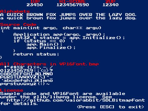 Github Vaiorabbitsdlbitmapfont Bitmap Sprite Font Rendering With Sdl