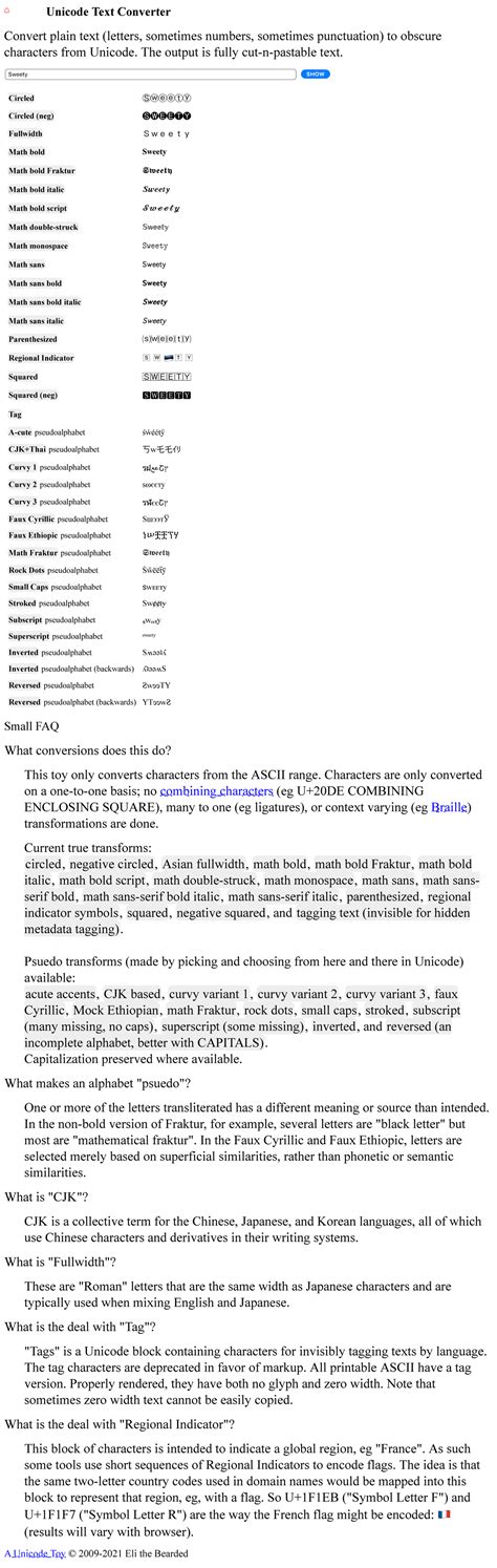 Unicode Text Converter ⌂ Unicode Text Converter Convert Plain Text