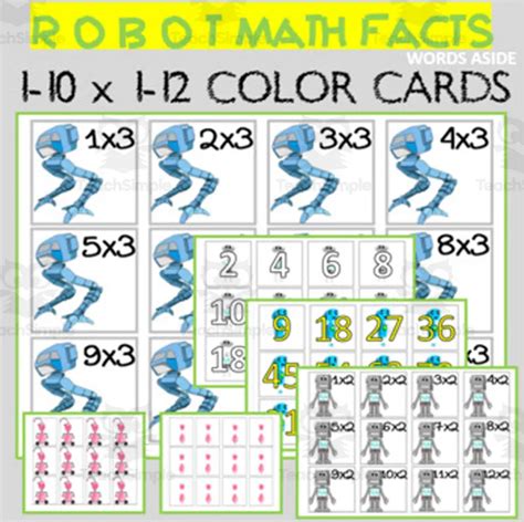 Robot Math Facts Multiplication Cards Colored By Teach Simple
