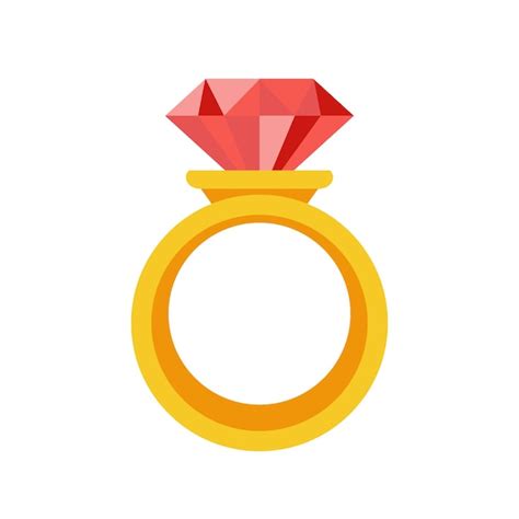 Premium Vector Vector Gold Ring With Red Gemstone Diamond Ruby Symbol