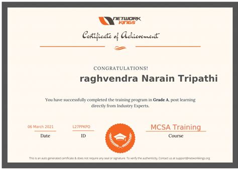 Raghvendra Tripathi On Linkedin I Have Completed The Mcsa Training From The Network Kings