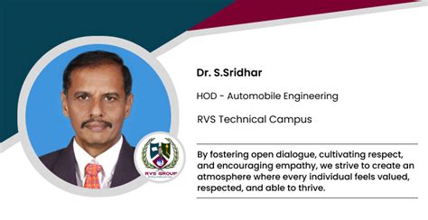 Rvs Technical Campus Dr Ssridhar Hod Automobile Engineering