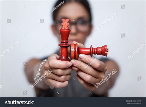 Brunette Woman Holding Chess Figures Sex Foto Stock 148512518