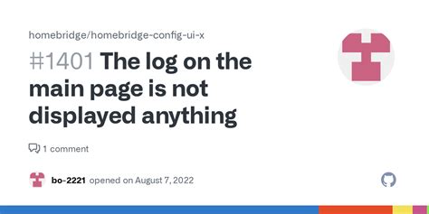 The Log On The Main Page Is Not Displayed Anything · Issue 1401 · Homebridgehomebridge Config
