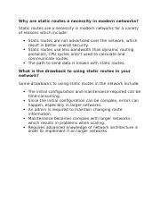IP Static Routing And Troubleshooting Docx Why Are Static Routes A Necessity In Modern