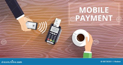 Pos Terminal Confirms Payment From Smartphone Mobile Payment And NFC Technology Concept Flat