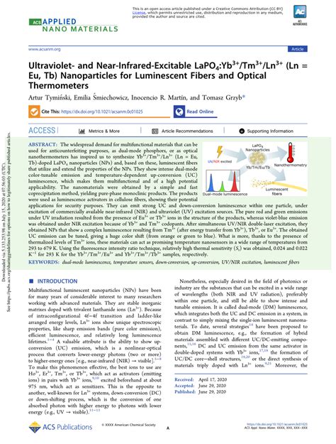 Pdf Ultraviolet And Near Infrared Excitable Lapo 4 Yb 3 Tm 3 Ln