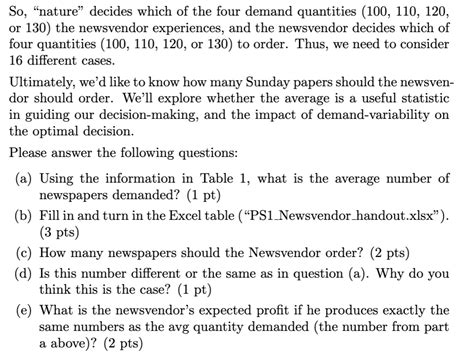 Newsvendor Problem 15 Pts A Newsvendor At A