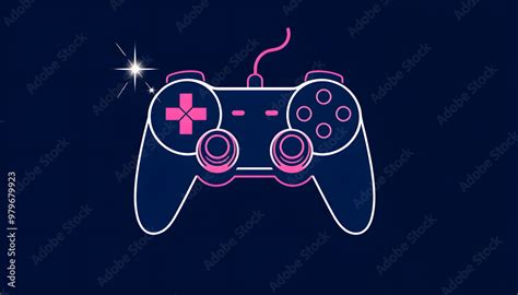 Gamepad Color Line Icon Joystick And Game Controller Vector Outline Colorful Sign Isolated With