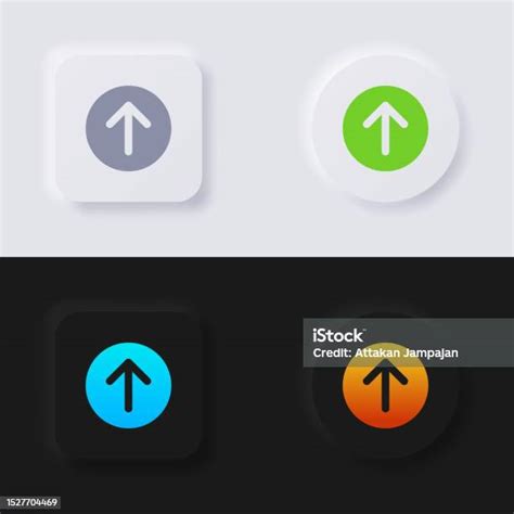 업로드 버튼 화살표 아이콘 세트 웹 디자인을 위한 다색 뉴모피즘 버튼 소프트 Ui 디자인 애플리케이션 Ui 등 버튼 벡터 곡선에 대한 스톡 벡터 아트 및 기타 이미지