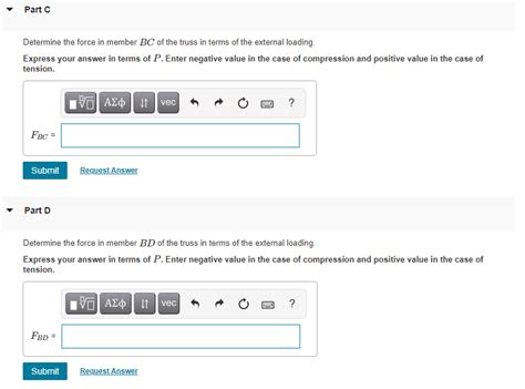 Solved B етете Determine the force in member AB of the Chegg com