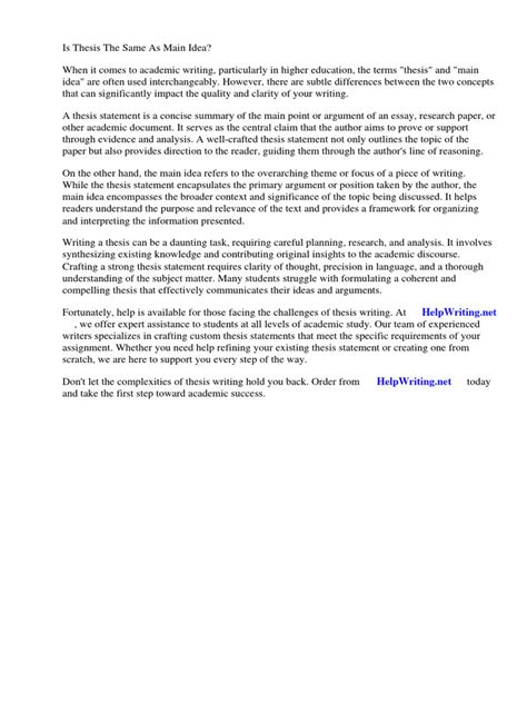 Is Thesis The Same As Main Idea Pdf Thesis Essays