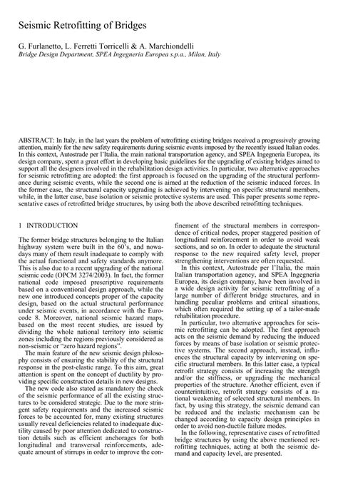 PDF Seismic Retrofitting Of Bridges