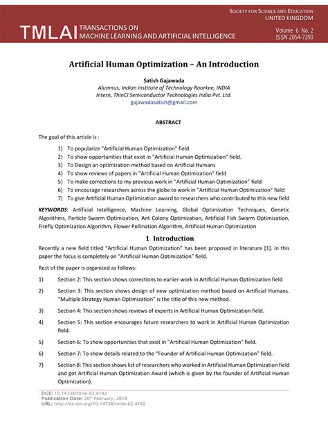 Pdf Artificial Human Optimization An Introduction