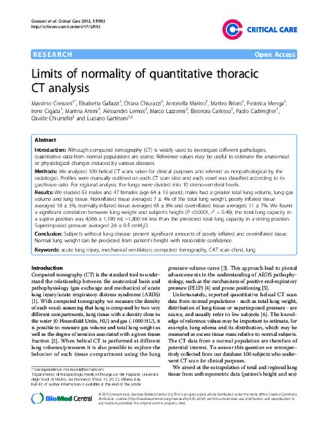 Pdf Limits Of Normality Of Quantitative Thoracic Ct Analysis