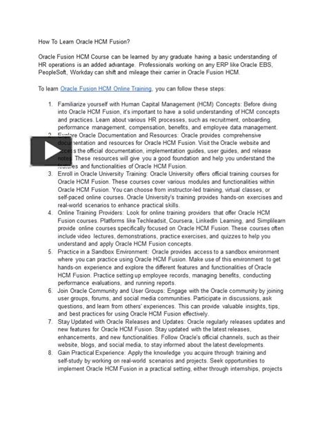 Ppt How To Learn Oracle Hcm Fusion Powerpoint Presentation Free To Download Id Odvim