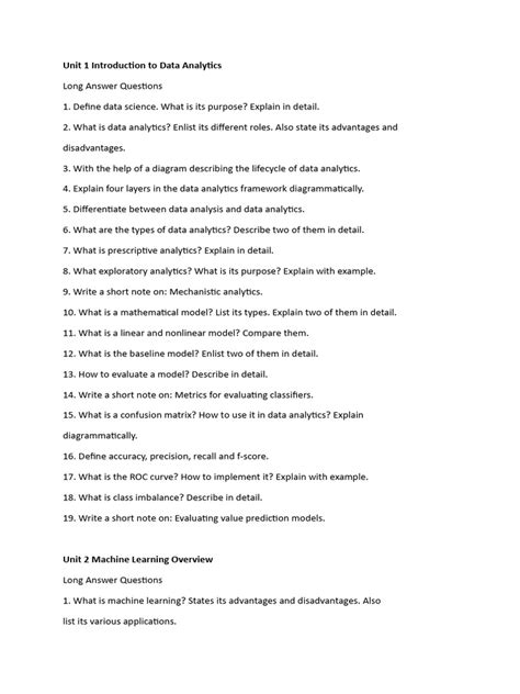 Data Analytics Unit 123 And 4 Questions Assignment Pdf Machine