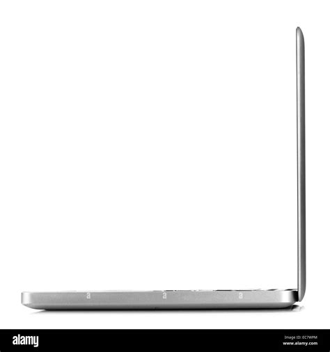 Open Laptop Isolated On White Side View Stock Photo Alamy